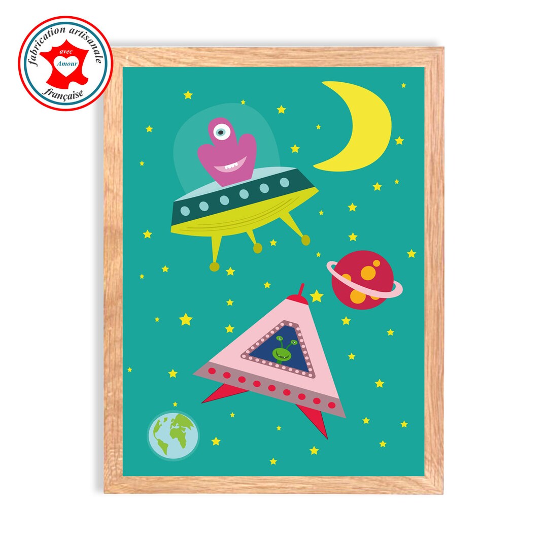 Kids Table, Space, Aliens, Nursery Poster Kids Theme, Boy, Wall Poster ...