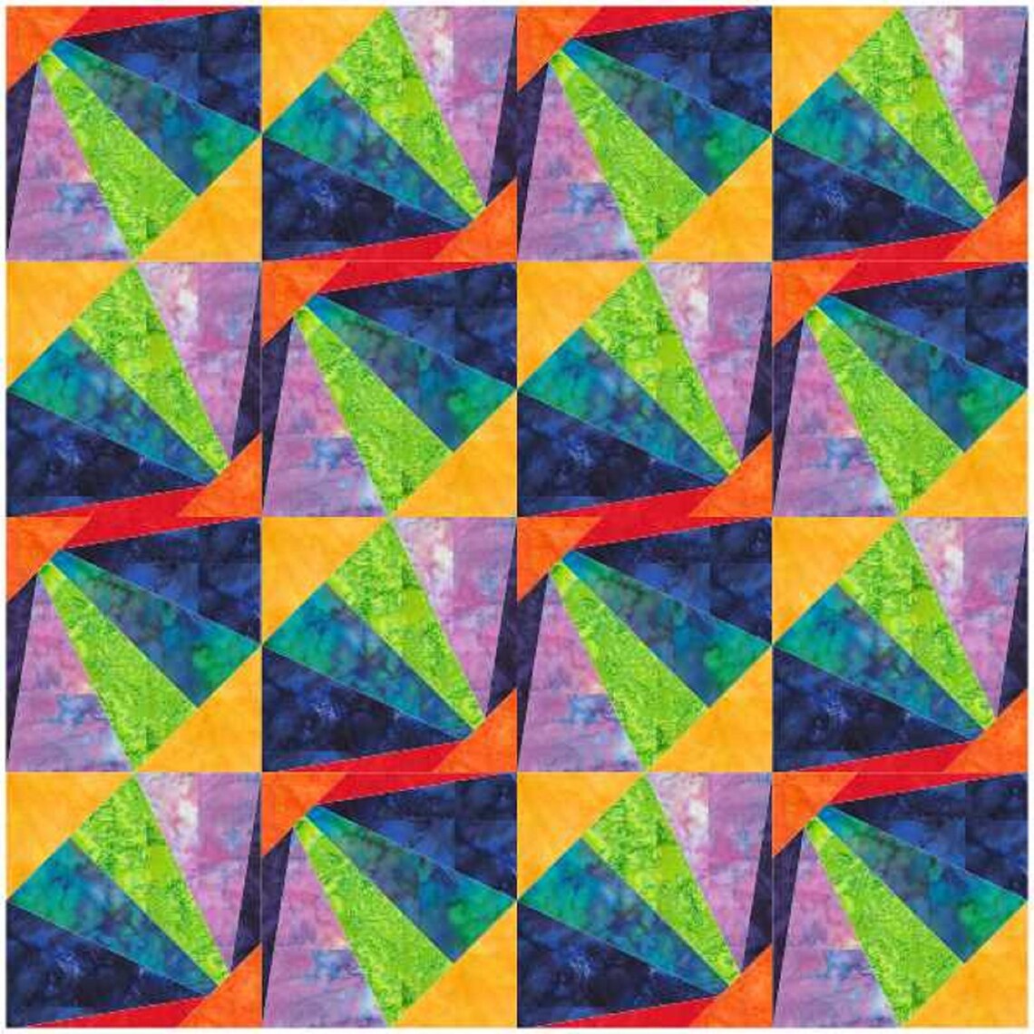 Crazy Pinwheels Quilt Block Pattern in 2 Sizes 12 in X 12 in and 16 in ...