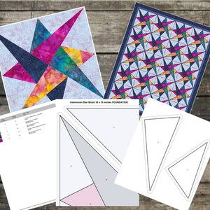 Interwoven Star Quilt Block Pattern in 2 Sizes 12 X 12 in and 16 X 16 ...