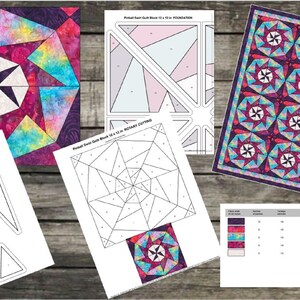 Pinball Swirl Quilt Block Block Quilt Pattern in 2 Sizes 12 X 12 in and ...