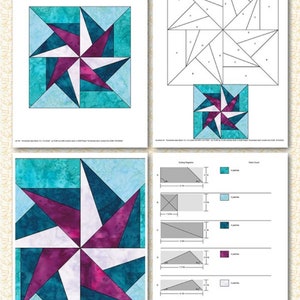 Arrowhead Stars Quilt Block Pattern in 2 Sizes 12 X 12 in and 16 X 16 ...