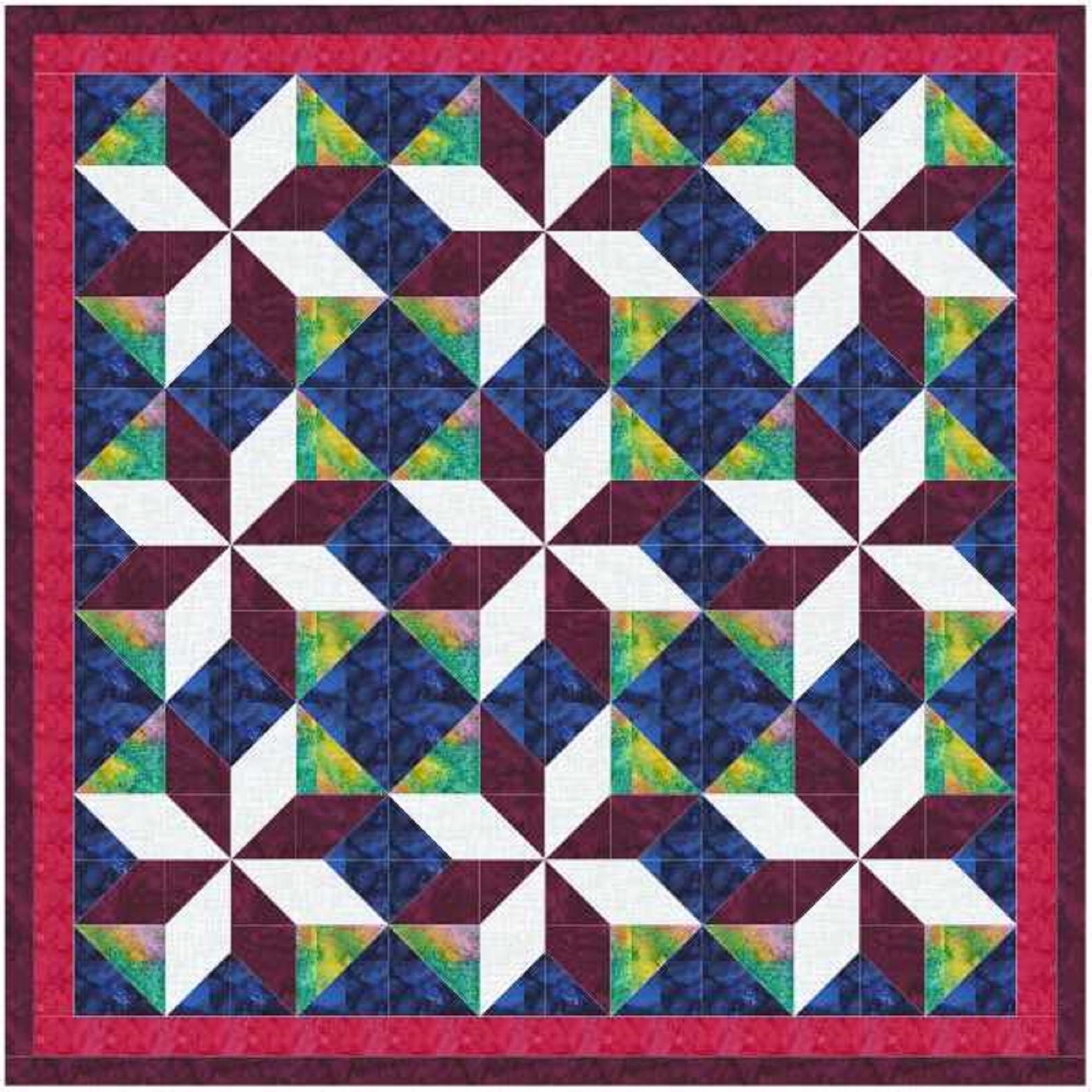 Tricky Triangles Block Quilt Block Pattern in 2 Sizes 12 in X 12 in and ...