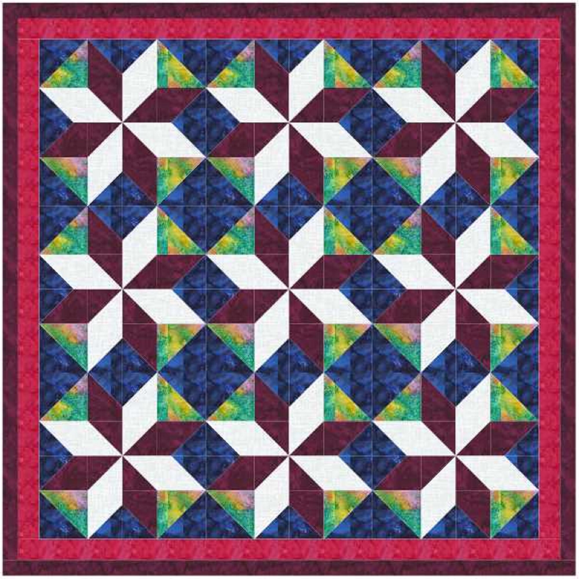 Tricky Triangles Block Quilt Block Pattern in 2 Sizes 12 in X 12 in and ...