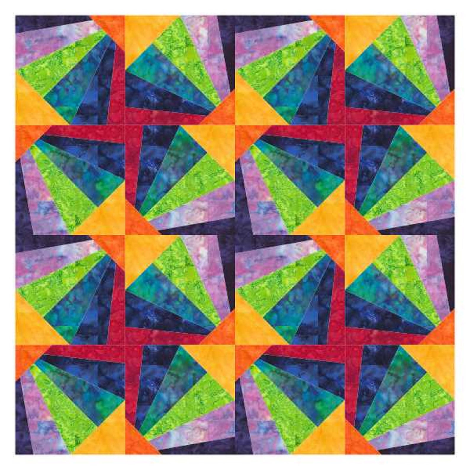 Crazy Pinwheels Quilt Block Pattern in 2 Sizes 12 in X 12 in and 16 in ...