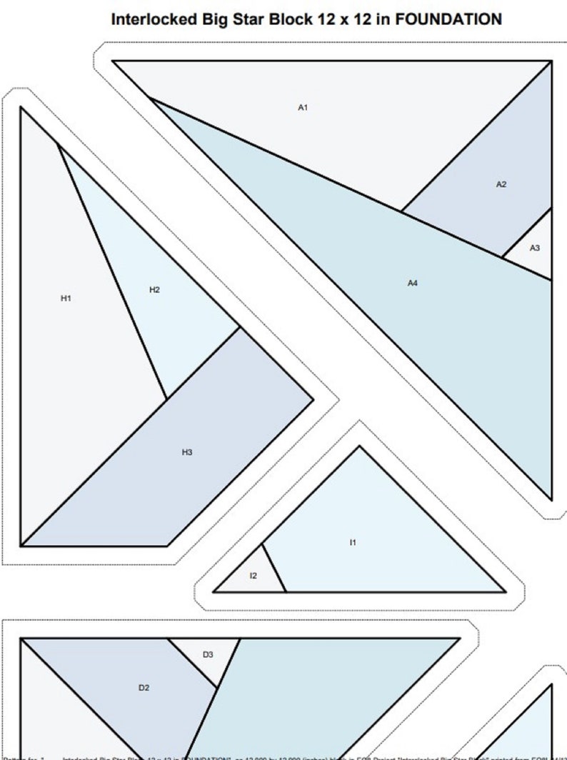 Interlocked Big Star Quilt Block Pattern in 2 Sizes 12 X 12 in and 16 X ...