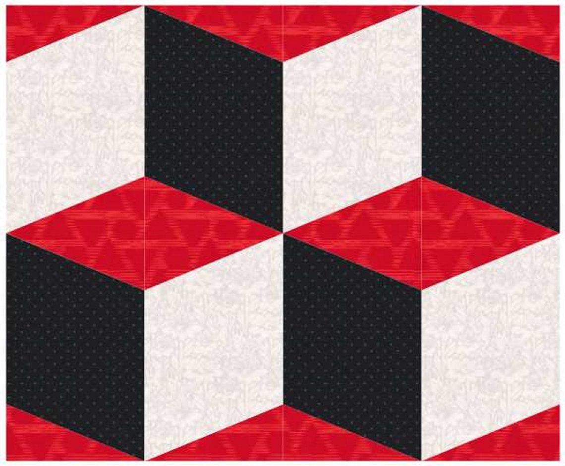 Tumbling Quilt Block Pattern in 2 Sizes 8.5 X 7 in & 17 X 14 in PDF ...