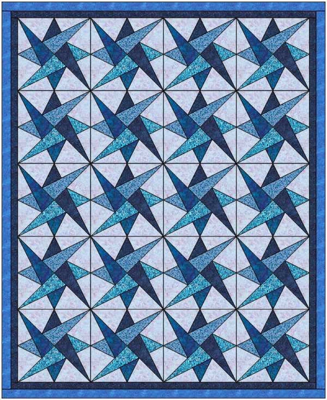 Interwoven Star Quilt Block Pattern in 2 Sizes 12 X 12 in and 16 X 16 ...