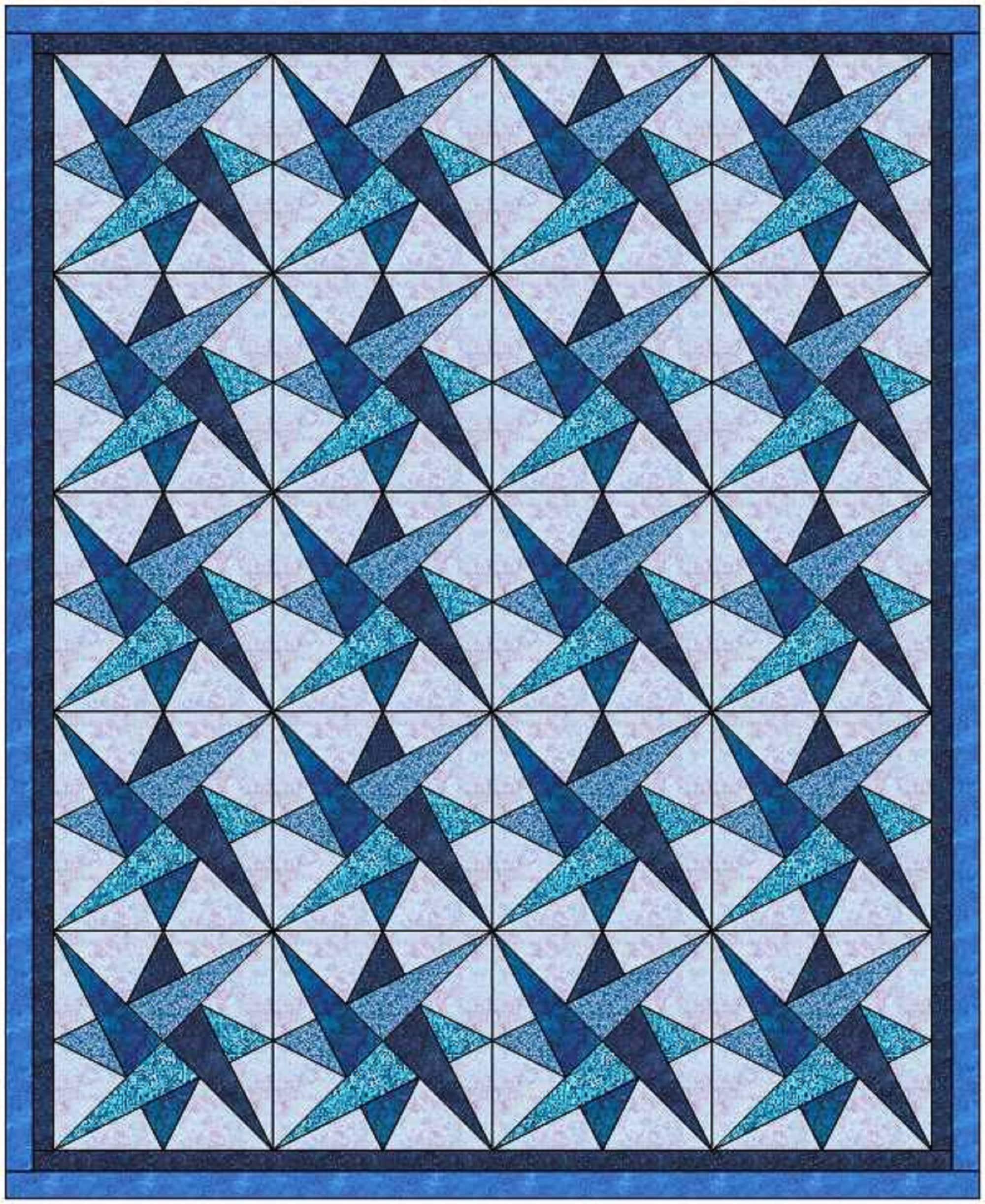 Interwoven Star Quilt Block Pattern in 2 Sizes 12 X 12 in and 16 X 16 ...
