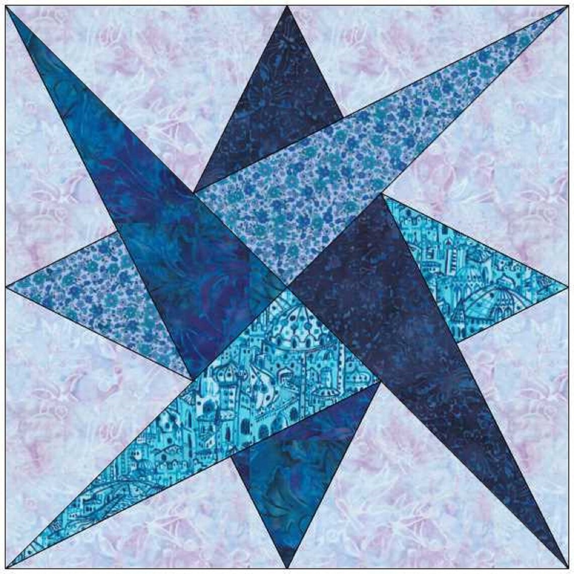Interwoven Star Quilt Block Pattern in 2 Sizes 12 X 12 in and 16 X 16 ...