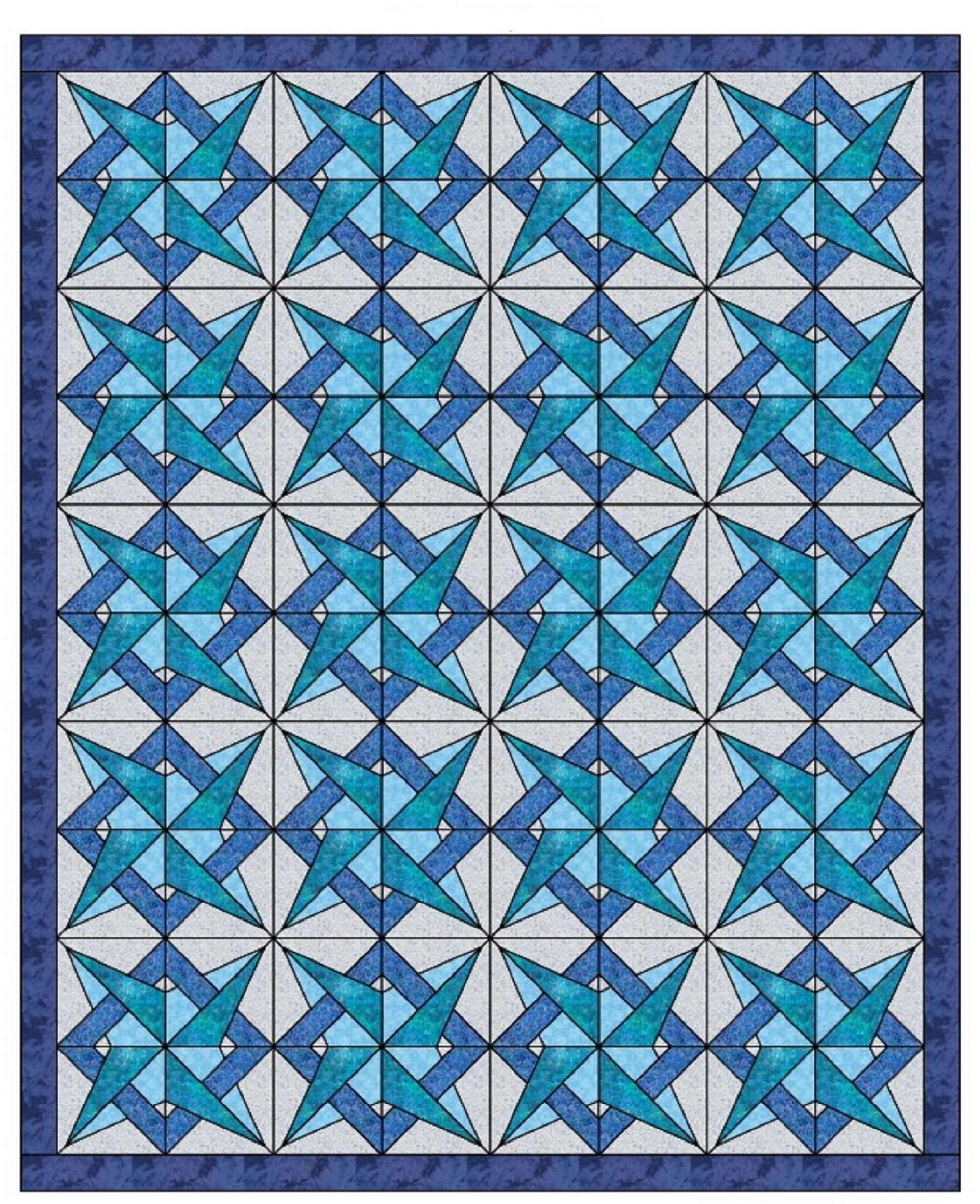 Interlocked Big Star Quilt Block Pattern in 2 Sizes 12 X 12 in and 16 X ...