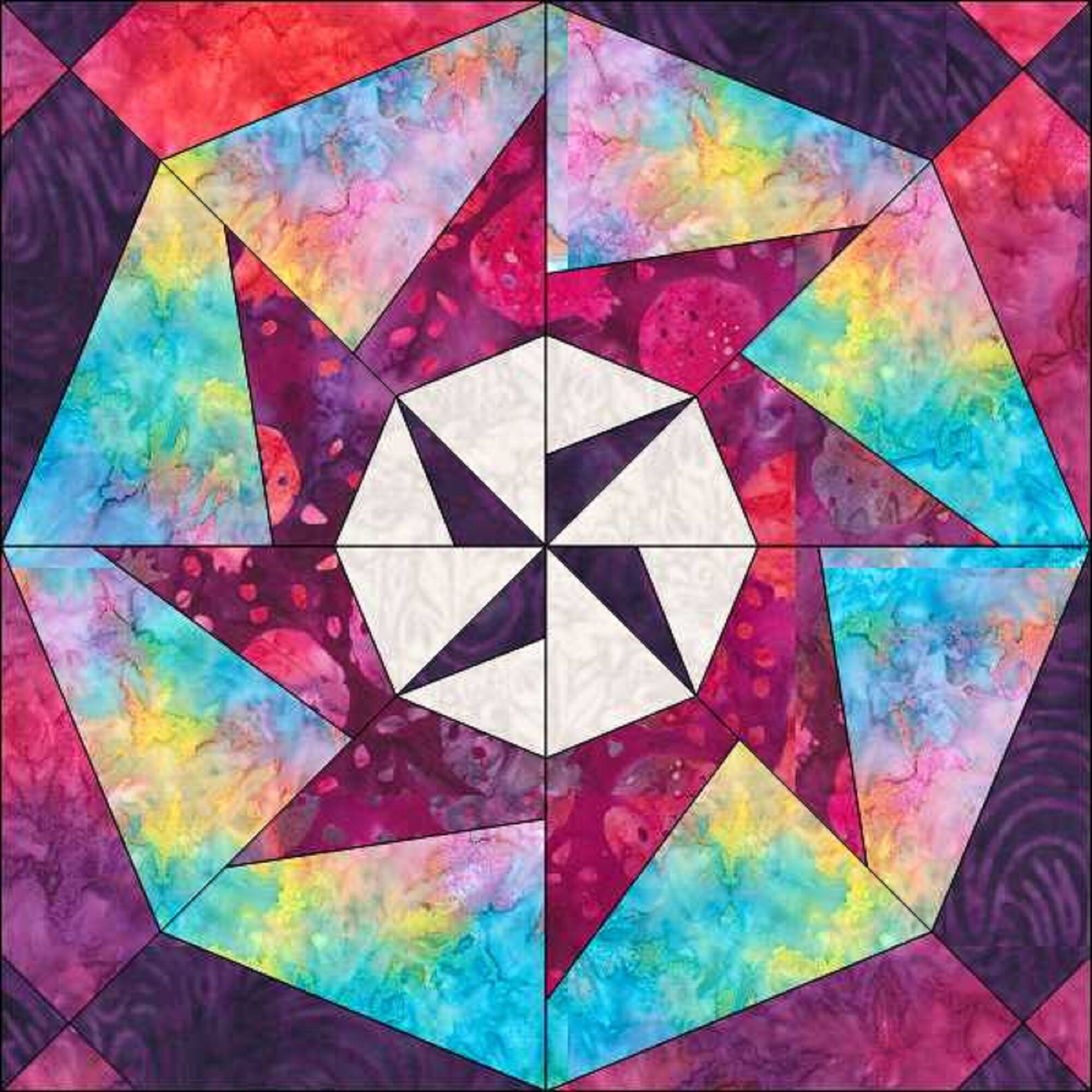 Pinball Swirl Quilt Block Block Quilt Pattern in 2 Sizes 12 X 12 in and ...