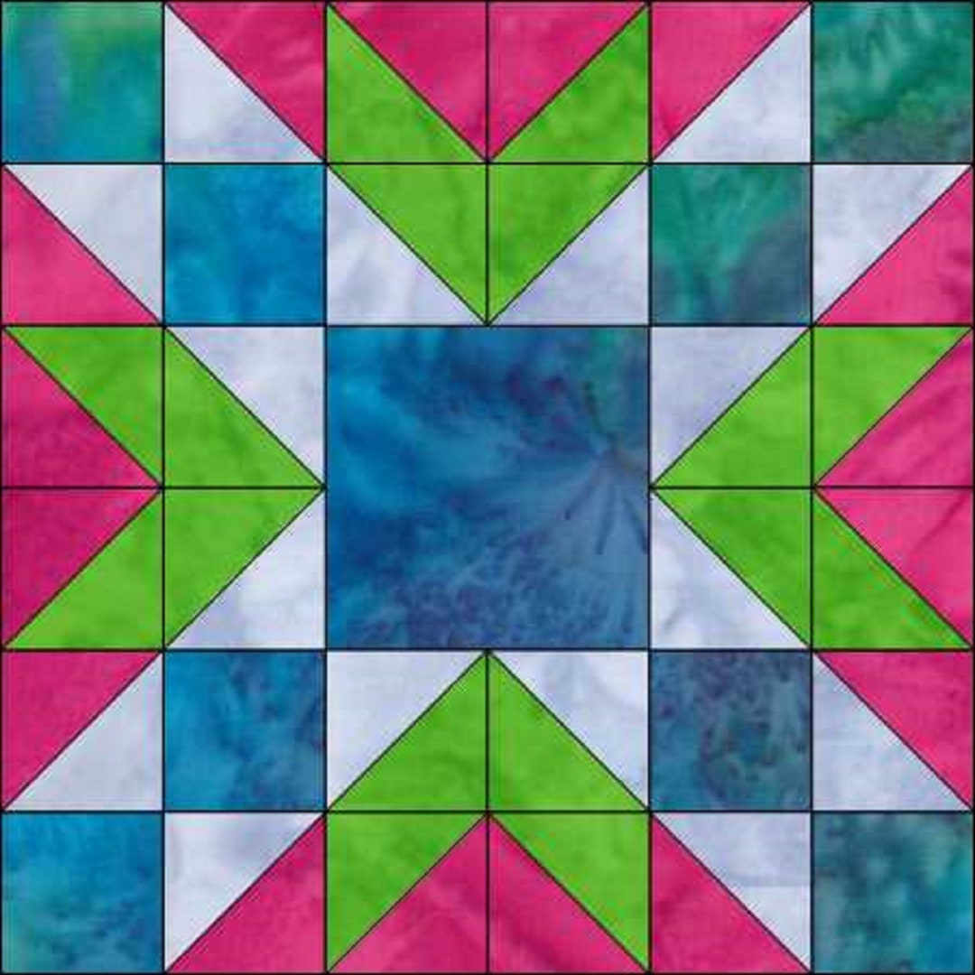Double Star Quilt Block 12 X 12 in and 16 X 16 In, PDF Instant Download ...