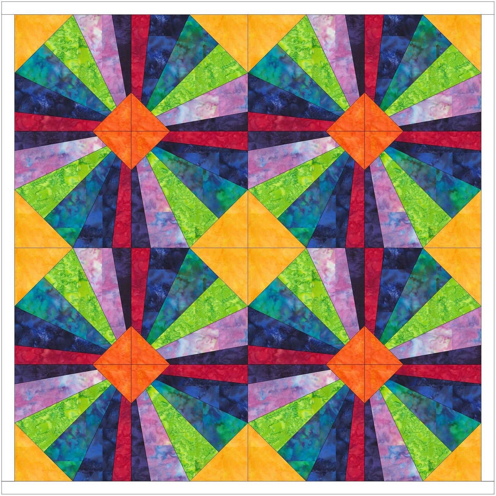 Crazy Pinwheels Quilt Block Pattern in 2 Sizes 12 in X 12 in and 16 in ...