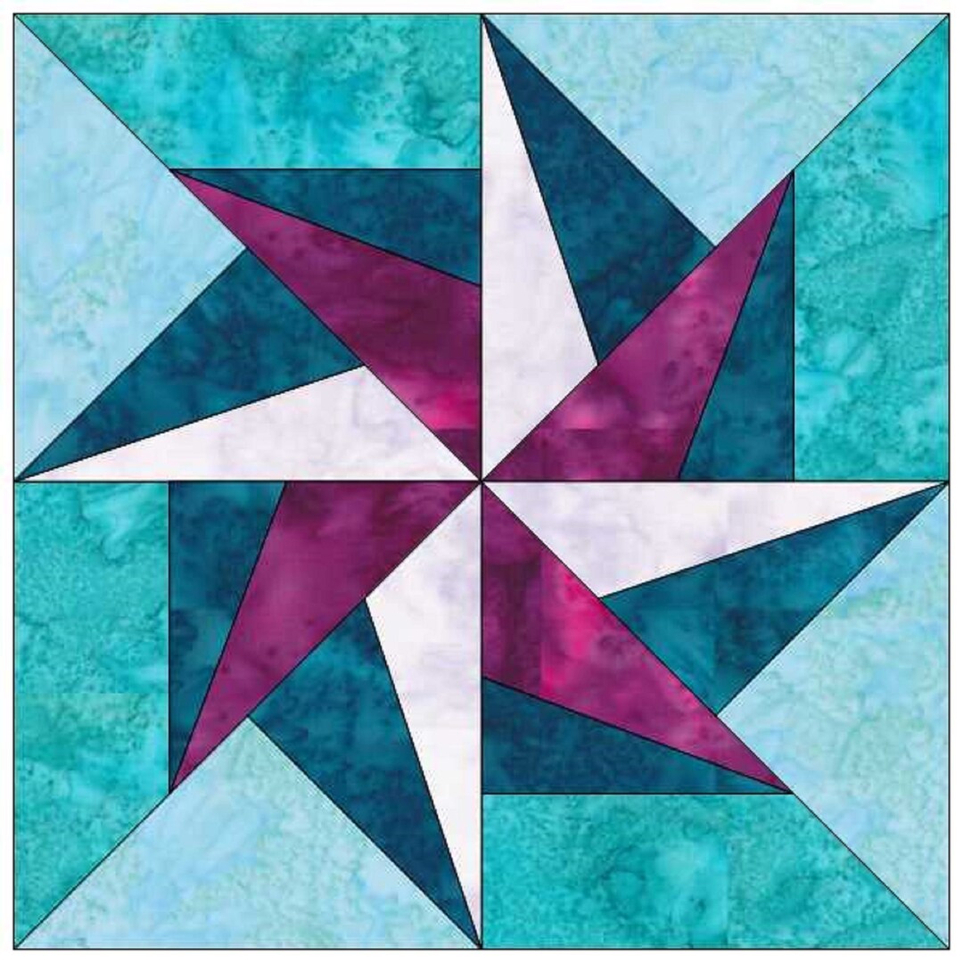 Arrowhead Stars Quilt Block Pattern in 2 Sizes 12 X 12 in and 16 X 16 ...