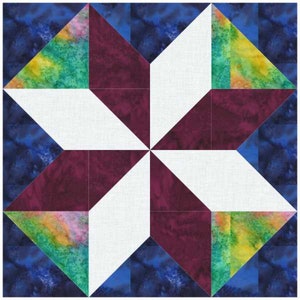 Tricky Triangles Block Quilt Block Pattern in 2 Sizes 12 in X 12 in and ...