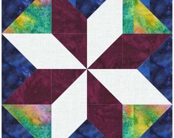Interwoven Star Quilt Block Pattern in 2 Sizes 12 X 12 in and 16 X 16 ...