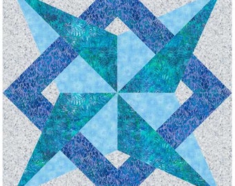 Interwoven Star Quilt Block Pattern in 2 Sizes 12 X 12 in and 16 X 16 ...
