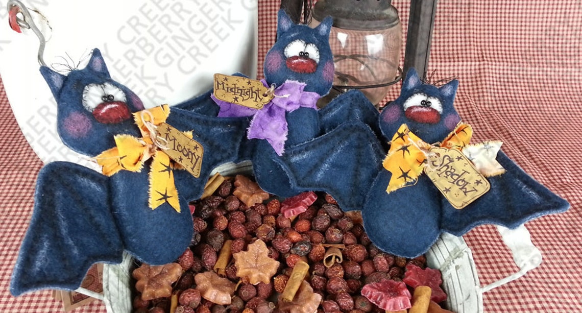 E-pattern Midnight Bite Bats Pattern 116 Primitive - Etsy