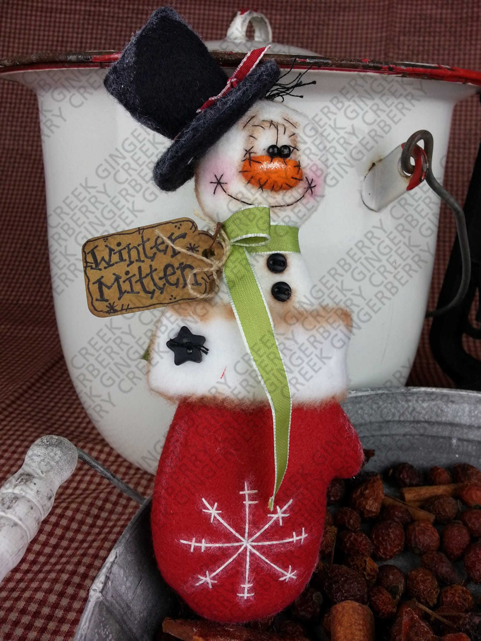 Warm Winter Mittens Pattern #164 - Primitive Doll Pattern - Christmas ...
