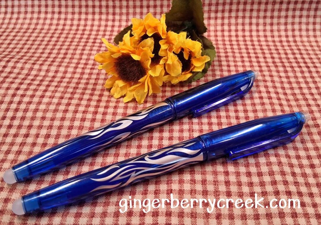 Erasable Gel Pens - 2 Pc Set - Blue or Black - Ball Point 0.5mm Pen ...