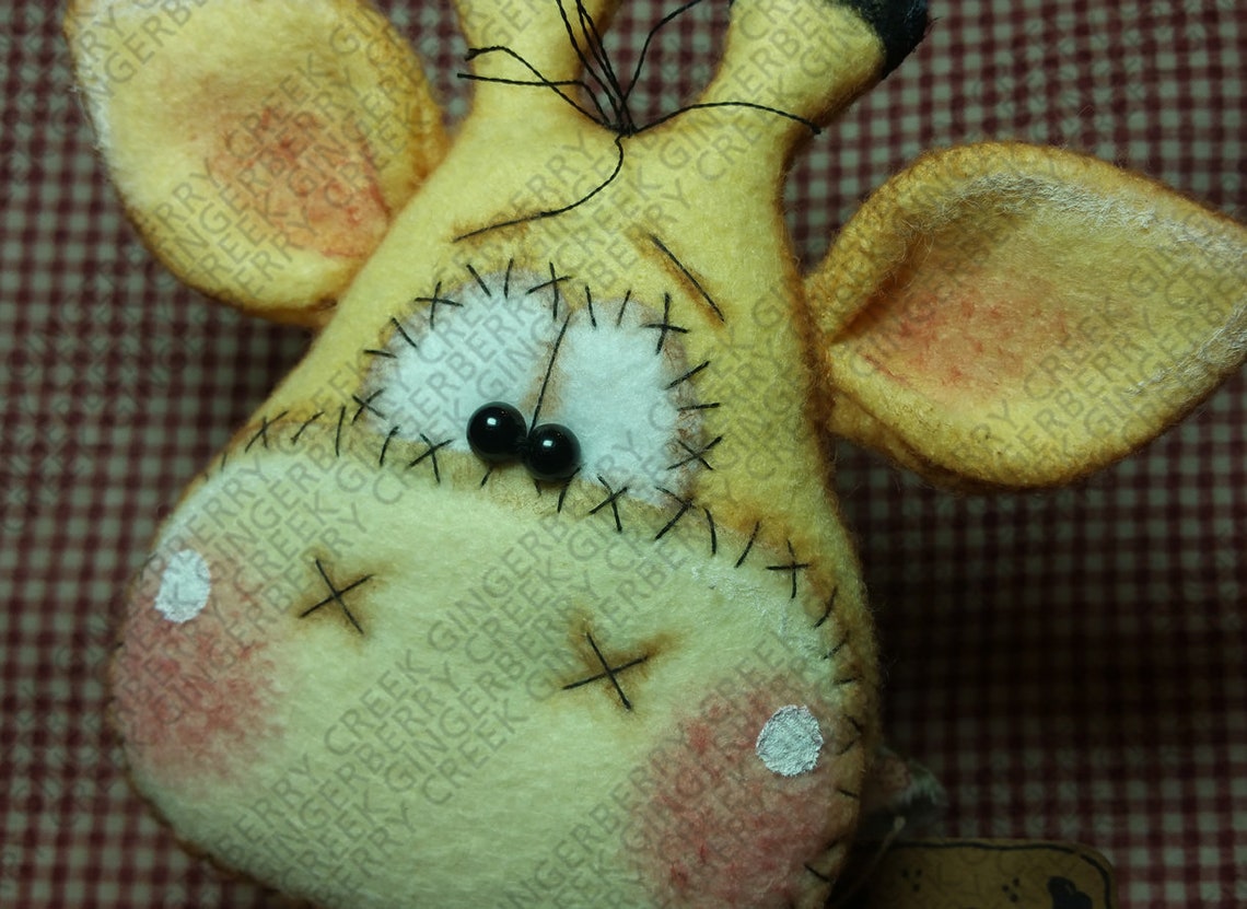 Tiny Taffy the Giraffe Pattern #283 - Primitive Doll Pattern - Giraffe ...