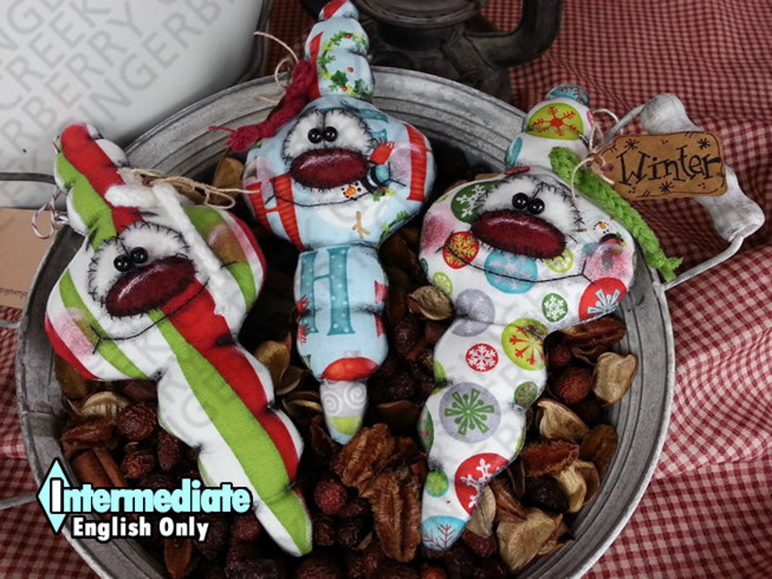 E-pattern - Christmas Cheer Bulb Ornies Pattern #151 - Primitive Doll ...