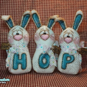 E-pattern - Going to the Bunny Hop Pattern #259 - Primitive Doll E ...