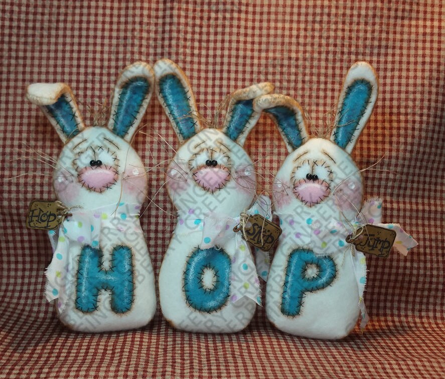 Going to the Bunny Hop Pattern #259 - Primitive Doll Pattern - Easter ...