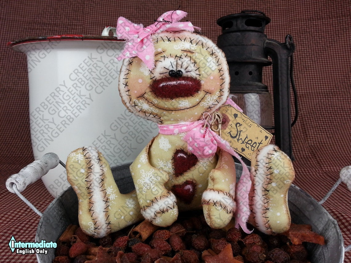 Sugar the Gingerbread Girl Pattern #162 - Primitive Doll Pattern ...