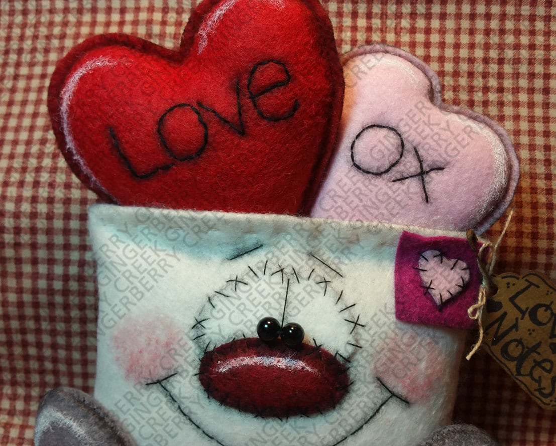E-pattern - Sending Love Notes Pattern #252 - Primitive Doll E-pattern ...