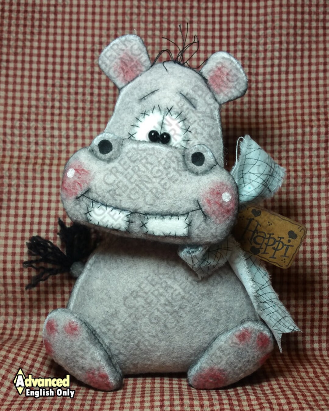 E-pattern - Happi the Hippo Pattern #284 - Primitive Doll E-pattern ...