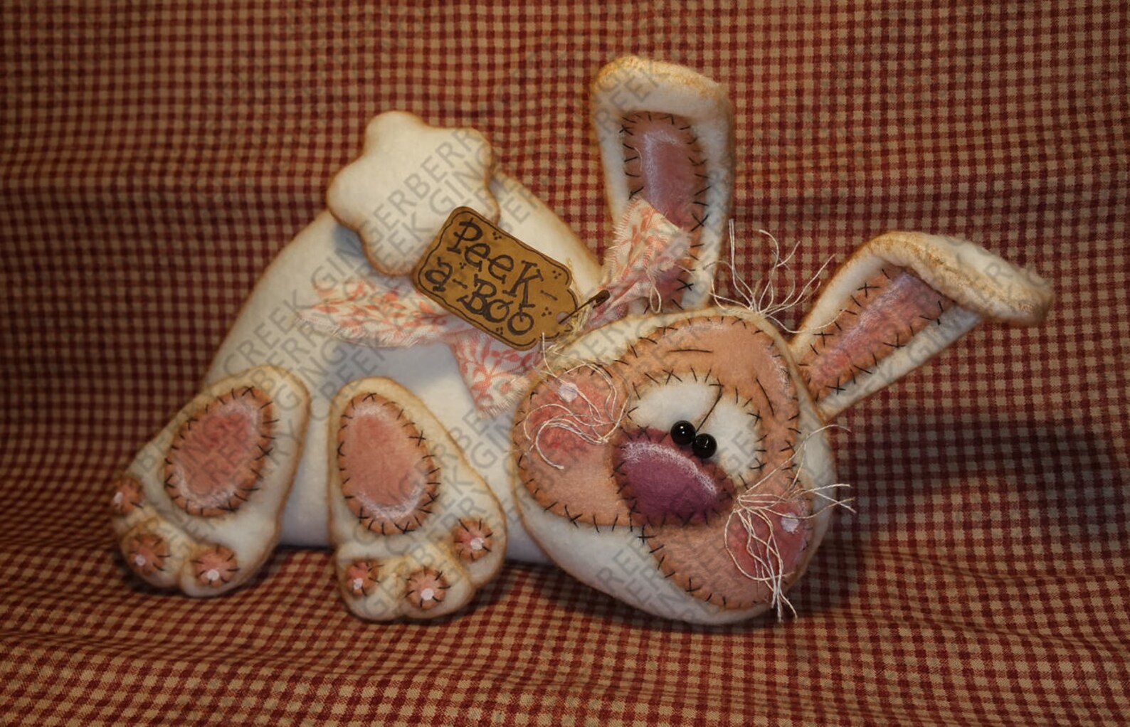 E-pattern - Peek-a-boo Bunny Pattern #258 - Primitive Doll E-pattern ...