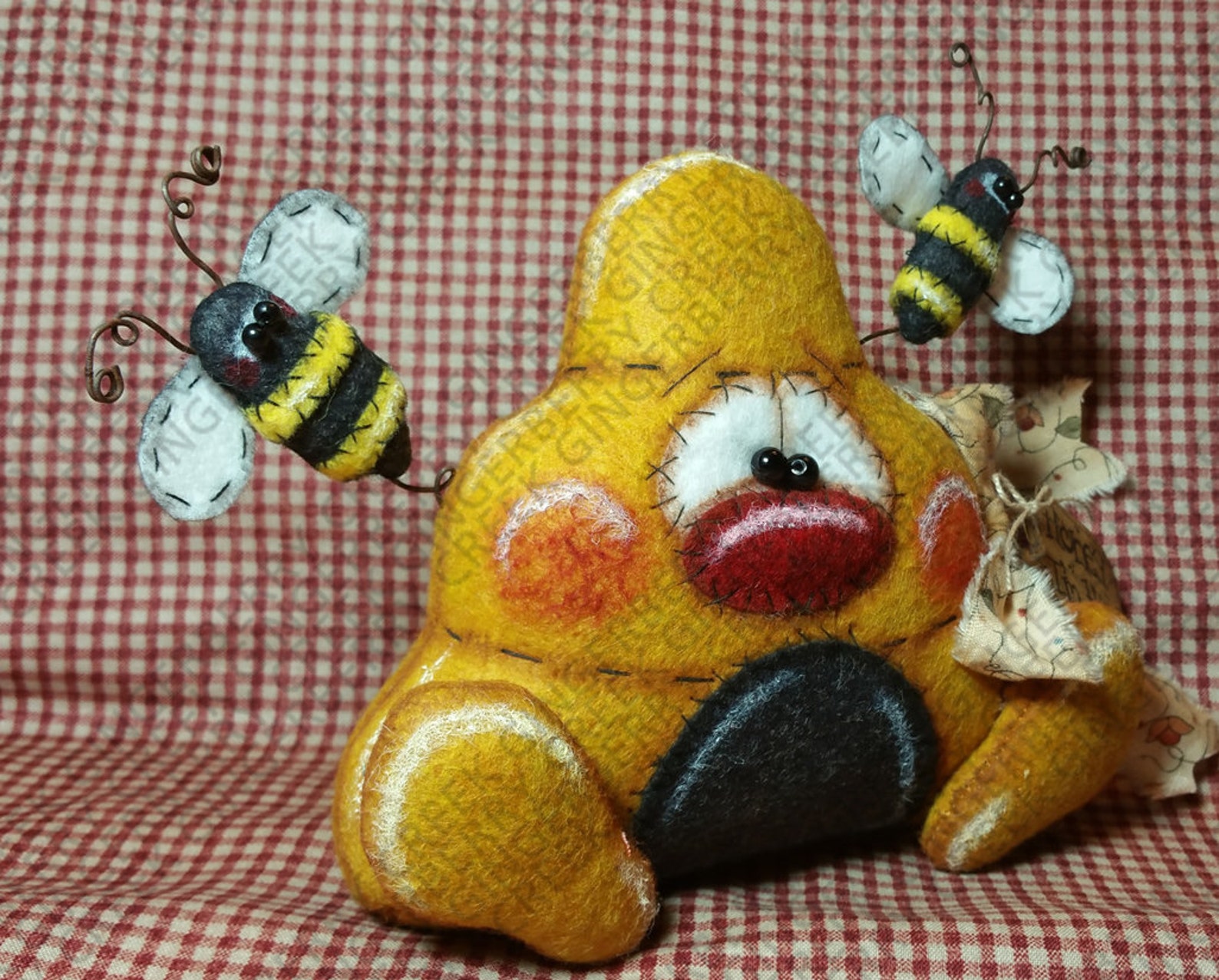 Honey I'm Home Pattern #221 - Primitive Doll Pattern - Beehive and Bees ...