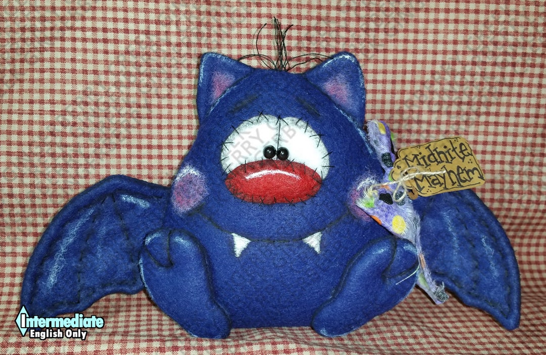 Midnite Mayhem Bat Pattern #180 - Primitive Doll Pattern - Halloween ...