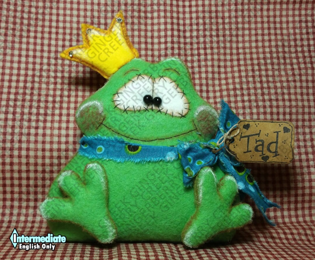 E-pattern - Toadally Charming Tad Frog Pattern #174 - Primitive Doll ...