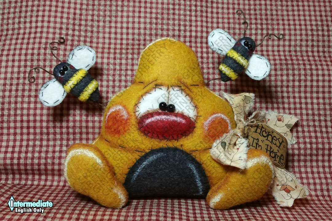 Honey I'm Home Pattern #221 - Primitive Doll Pattern - Beehive and Bees ...