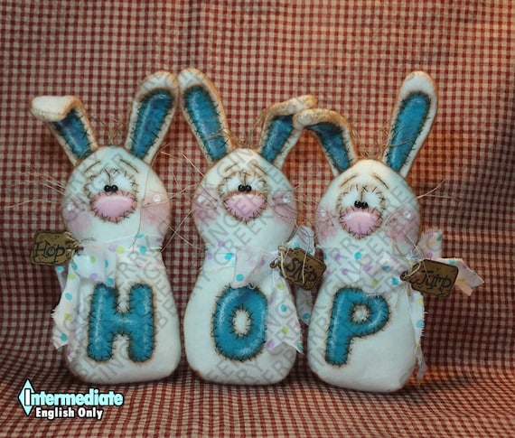 Going to the Bunny Hop Pattern 259 Primitive Doll Pattern | Etsy