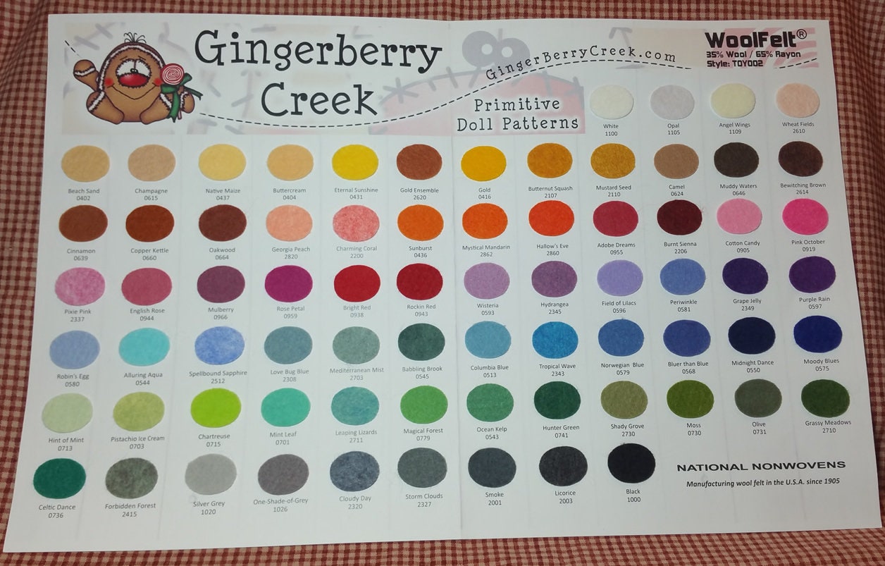 Wool Felt Sample Sheet Set Sample Swatch of 113 Wool Felt | Etsy