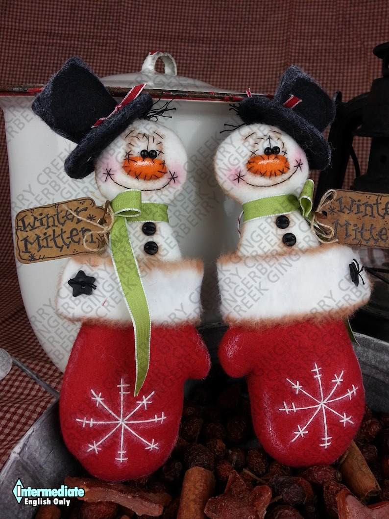 Warm Winter Mittens Pattern #164 - Primitive Doll Pattern - Christmas ...