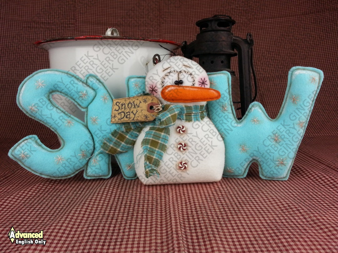 E-pattern - Snow Day Snowman Pattern #161 - Primitive Doll E-pattern ...