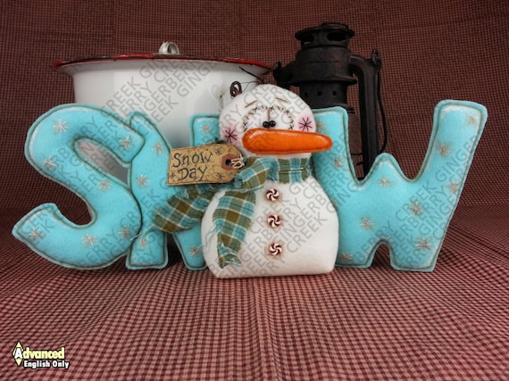 E-pattern Snow Day Snowman Pattern 161 Primitive Doll - Etsy