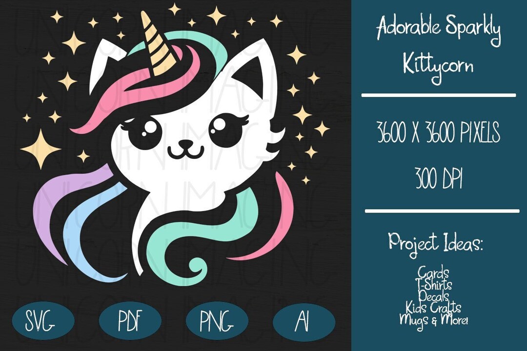 Kittycorn Face Sparkly & Cute, Digital SVG - Etsy New Zealand