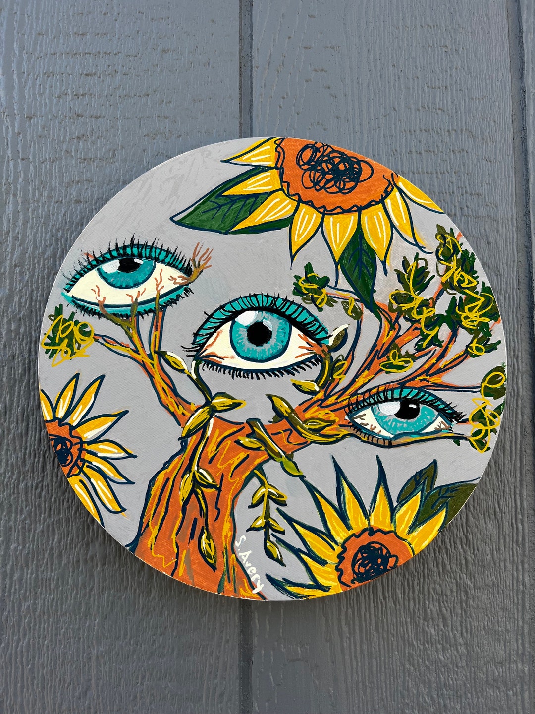 Trees and Eyes Painting - Etsy