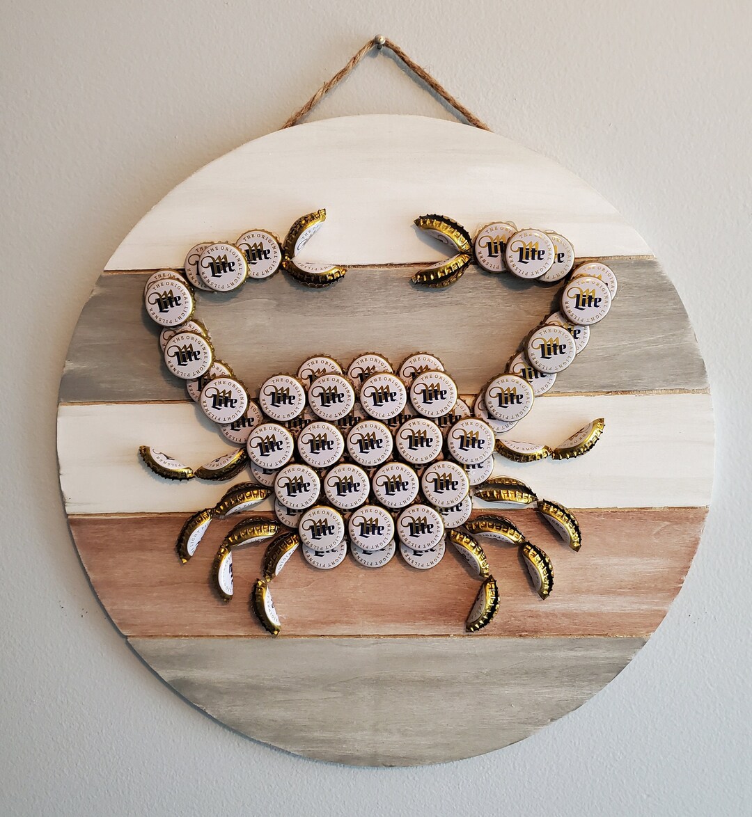 Large Crab Beer Bottle Cap Wood Nautical Sign - Etsy