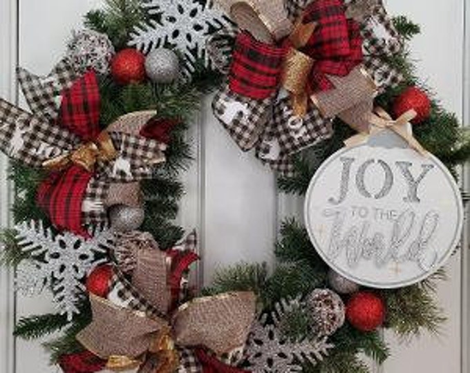 Joy to the World Christmas Wreath - Etsy