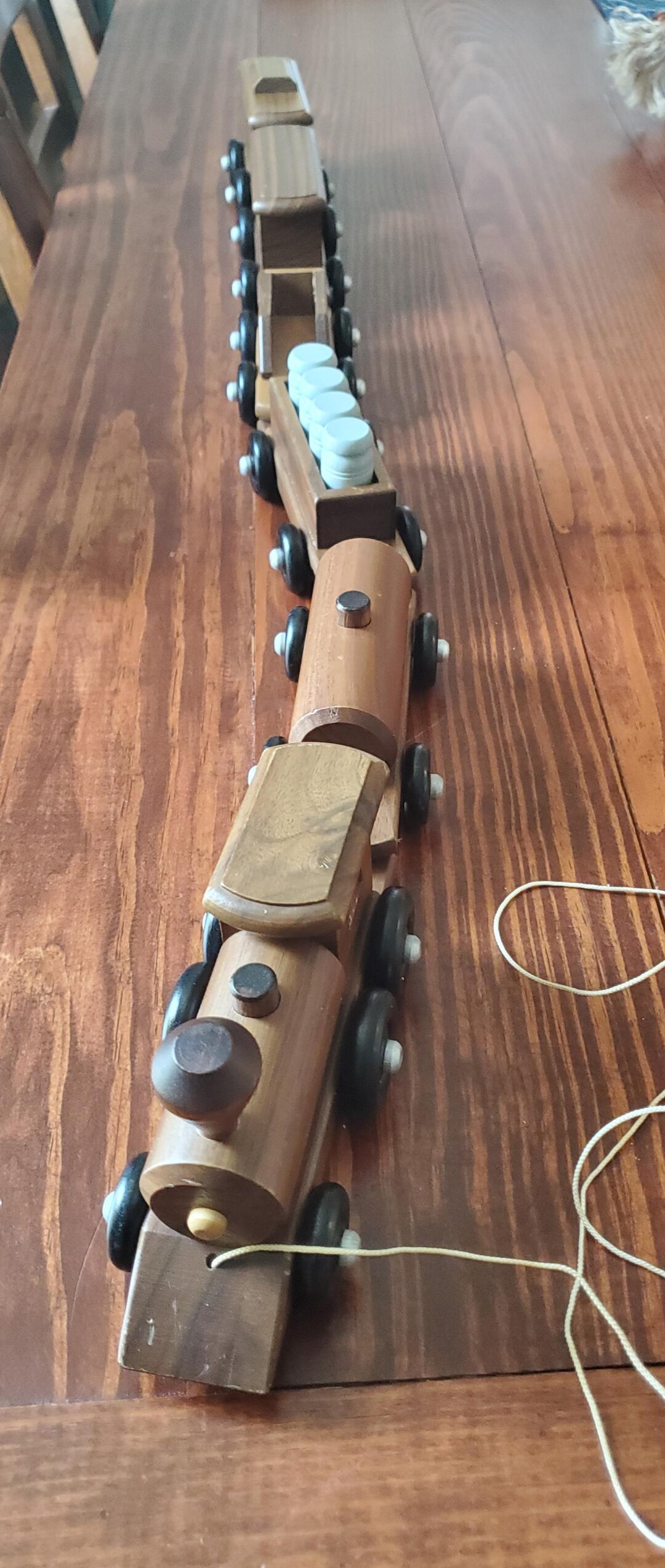 Vintage 6 Piece Walnut Wood Train Toy Set. - Etsy