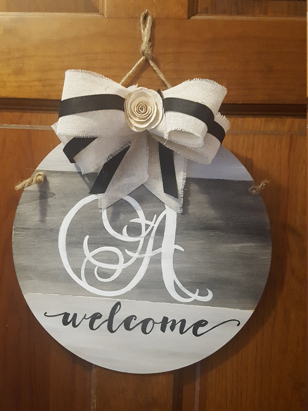 Wood Welcoome Sign With Initial a - Etsy