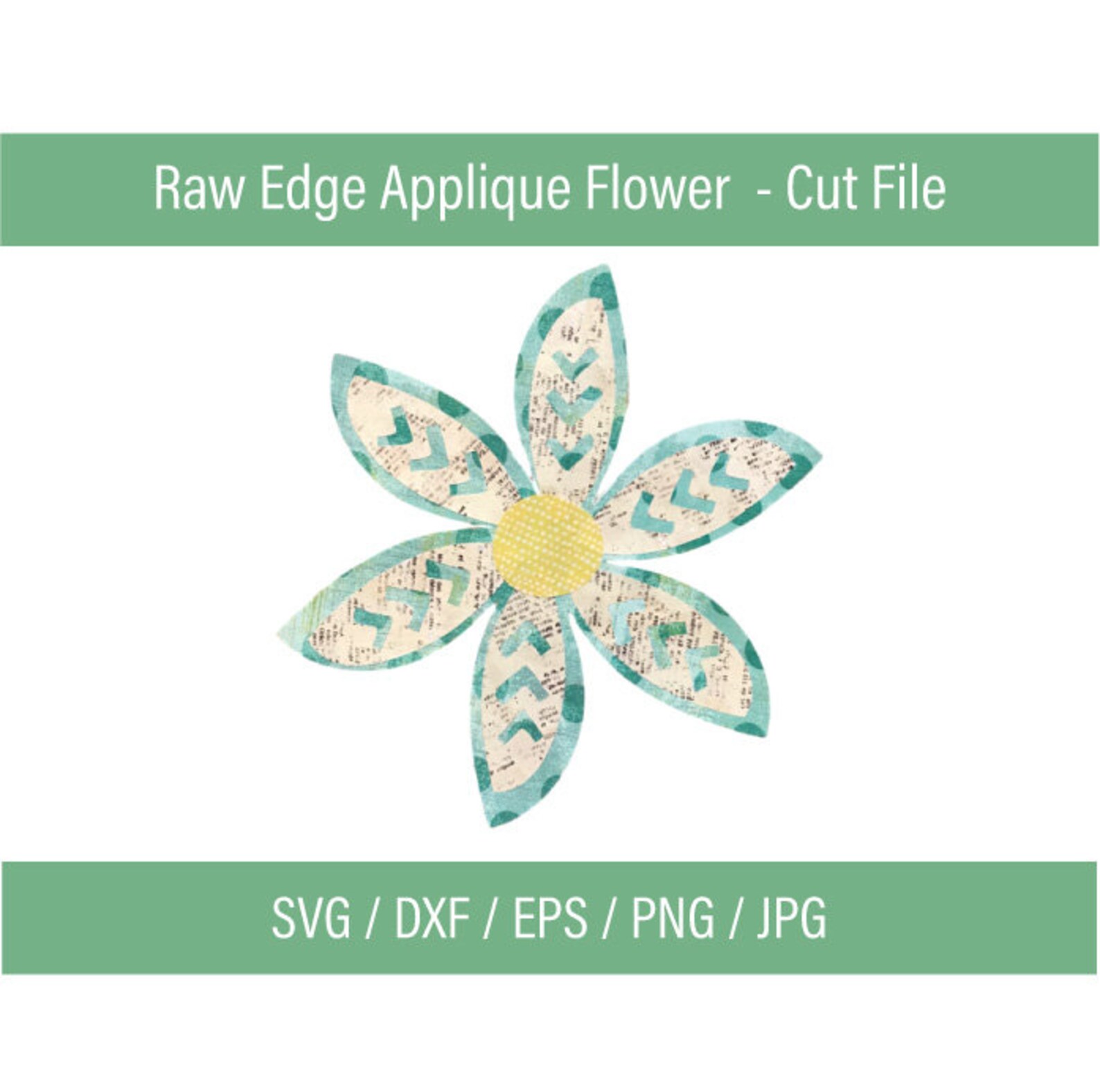 Fabric SVG File, Flower SVG, Raw Edge Applique Design, Cricut ...