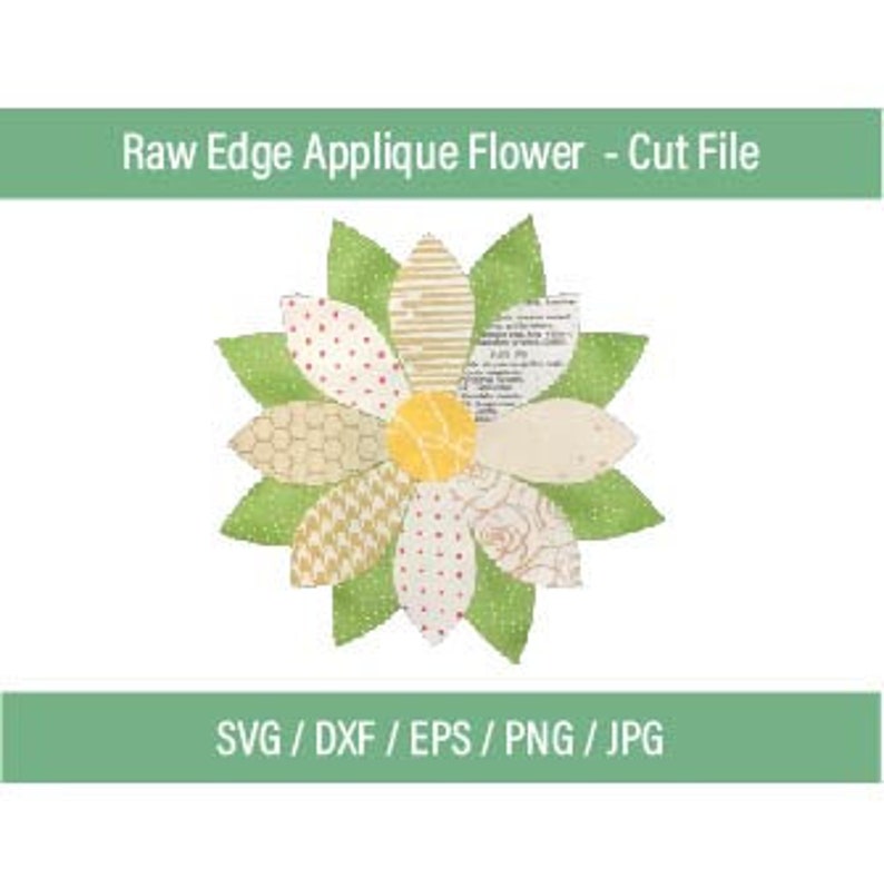 Fabric SVG File, Flower SVG, Raw Edge Applique Design, Cricut ...