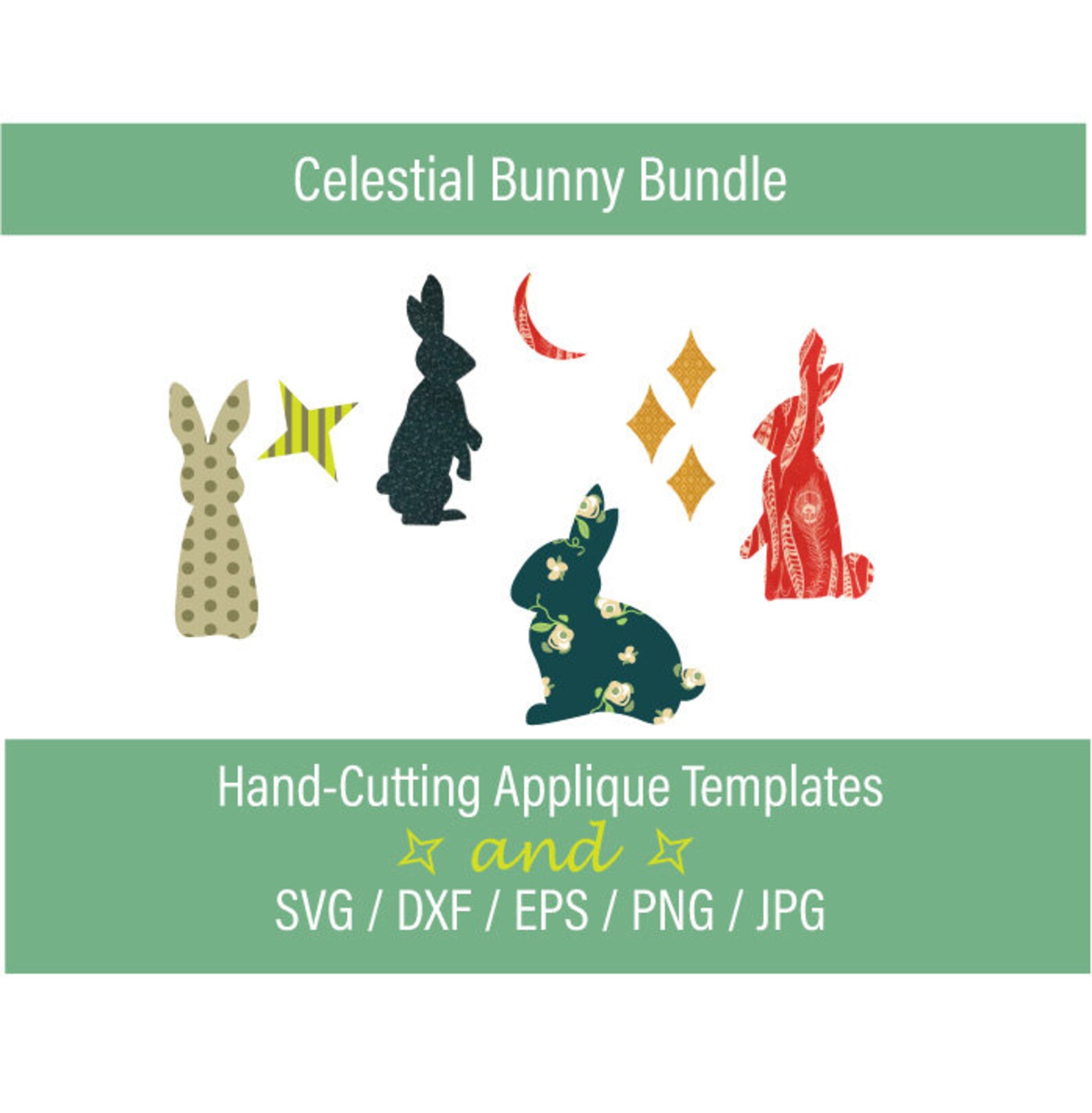 Bunny SVG Bundle, Rabbit SVG, Easter SVG Bundle, Moon Svg, Star Svg ...